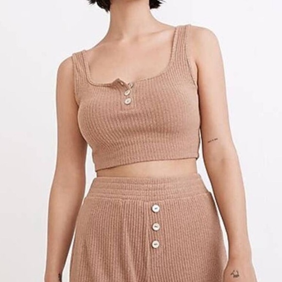 Madewell | Tops | Madewell Sleeveless Ribbed Knit Square Neck Henley ...